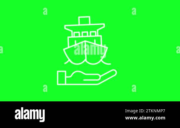 Animated marine trip white line icon. Voyage and cruise. Loop HD video ...