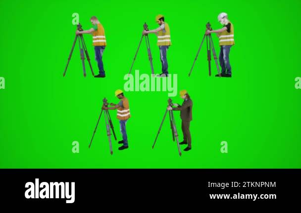 3d green screen construction workers photographing and filming ...