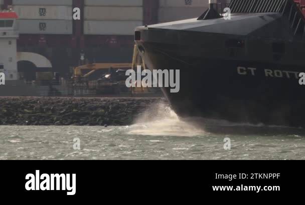 Rotterdam, The Netherlands - September 18, 2023: Large cargo ship bow ...