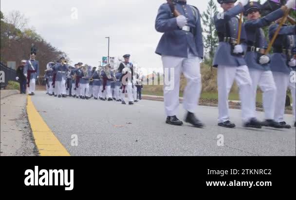 Atlanta, GA / USA November 12, 2022: High school ROTC cadet band, wearing traditional southern ...