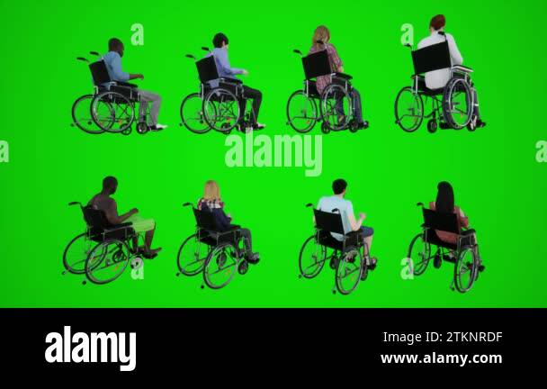 3d green screen wheelchair citizens of Africa America Asia Europe ...