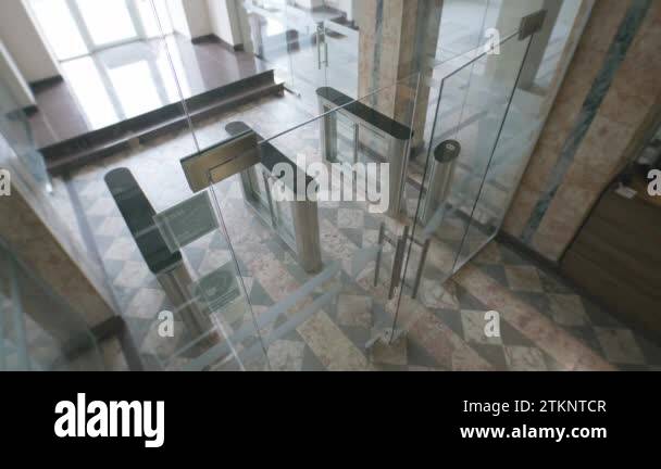 View from security cameras at the exit in the hotel or business center ...