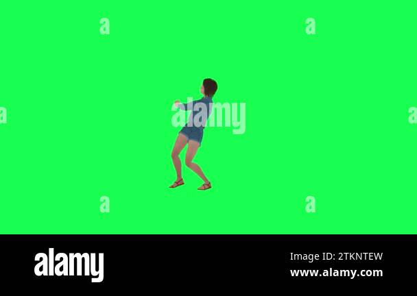 Green screen isolated 3d girl in jeans dancing in Christmas party right ...