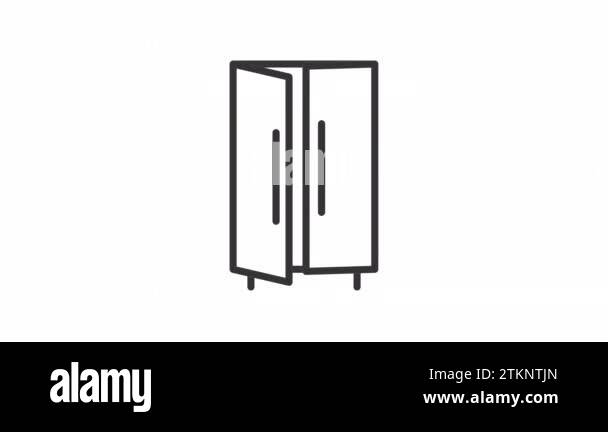 Animated wardrobe linear icon. Storage for clothes. Bedroom ...