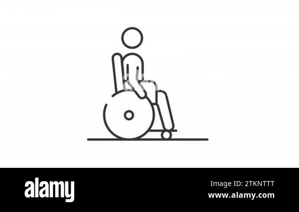 Animated disability linear icon. Person with wheelchair. Rehabilitation ...