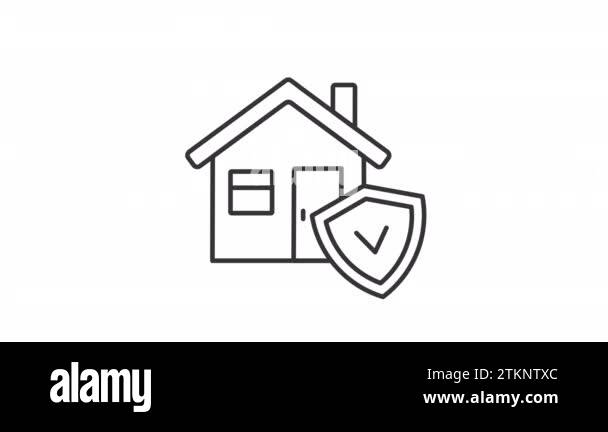 Animated fire insurance linear icon. Property protection. Home loss ...