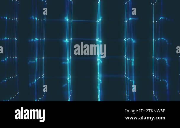 Abstract Hi-Tech Glowing Grid Network Background/ 4k animation of an abstract 3d rendered ...