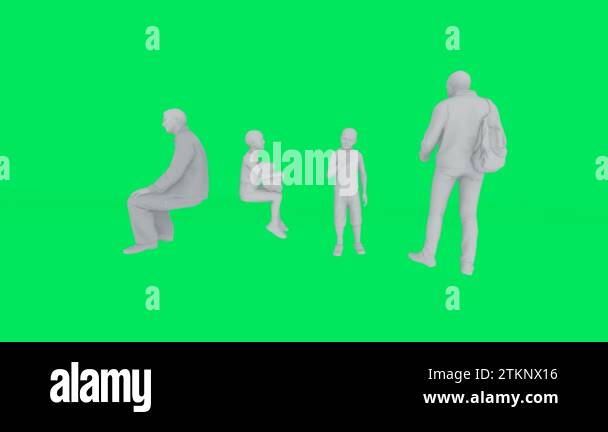 3D several teachers and students green screen isolated background ...