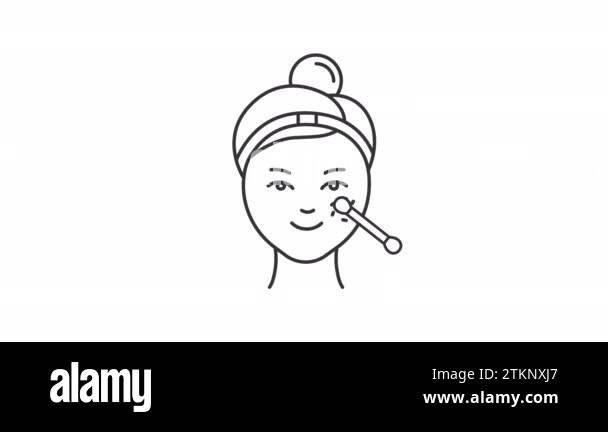 Animated spot treatment linear icon. Acne prevention procedure ...