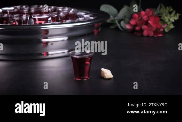 Taking communion concept - the wine and the bread symbols of Jesus ...