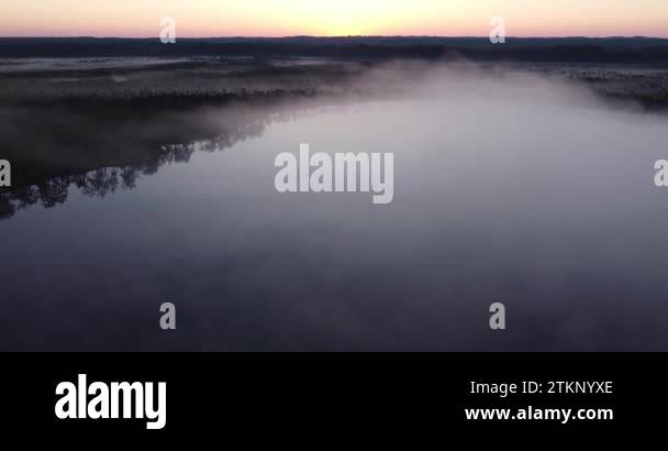 Epic Top Down Aerial View of Big Lake With Clear Blue Water. Magical ...