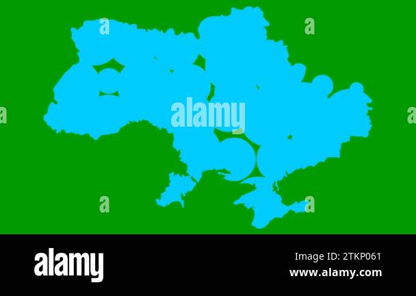An animated blue map appears from circles. Symbol of country Ukraine ...