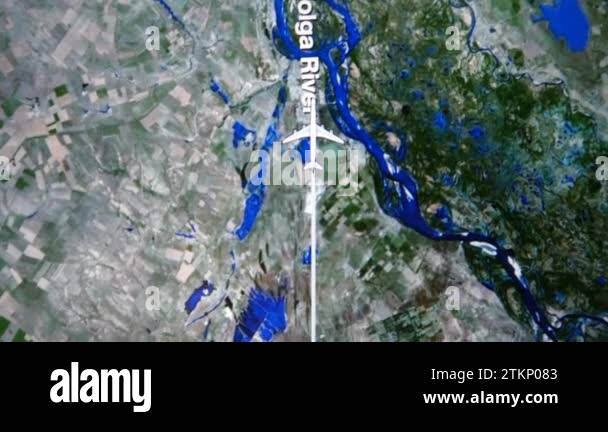 4k airplane model 3d render, flying map with airbus plane of computer ...