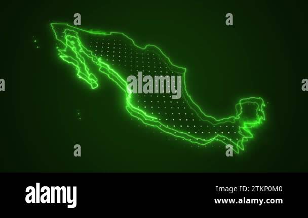 Neon Green Mexico Map Borders Outline Loop Background. Neon Green ...