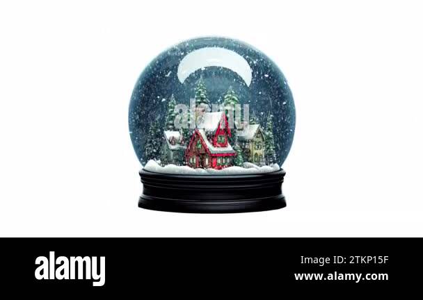 Crystal ball, snowball with snowy Christmas tree and house inside ...