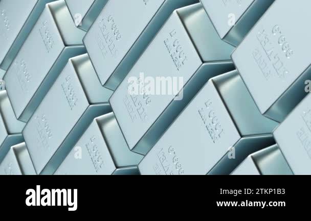 Silver bars, loop animation. Silver ingots background. Stack of silver ...