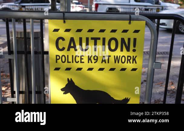 Washington DC 2023 - Caution Police K9 At Work Sign With Cop Cars ...