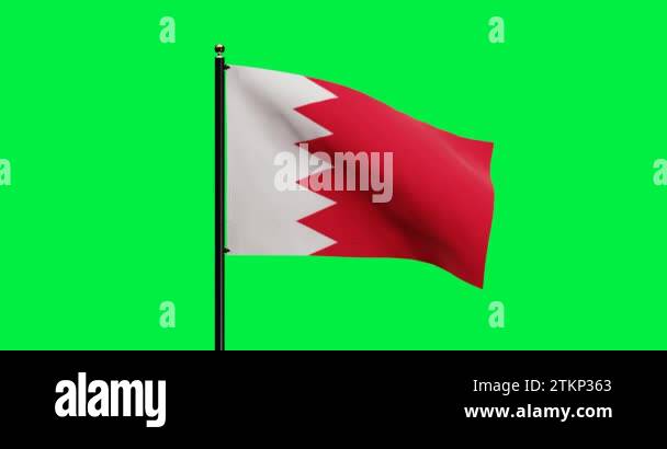 3D Rendered Bahrain National Flag Waving Animation with Realistic Wind ...