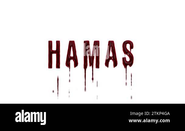 Bloody inscription Hamas with alpha channel, war in GAZA Palestine ...