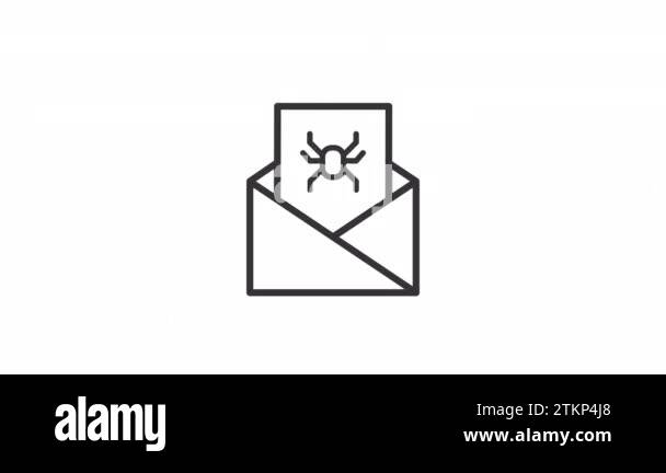 Animated viral mail linear icon. Computer virus spreading. Infected electronic letter. Seamless ...