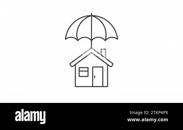 Animated home coverage linear icon. Property protection. House loss ...