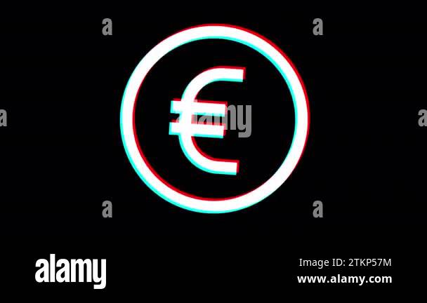 Euro money symbol. Glitch effect. Alpha channel. Looped animation Stock ...