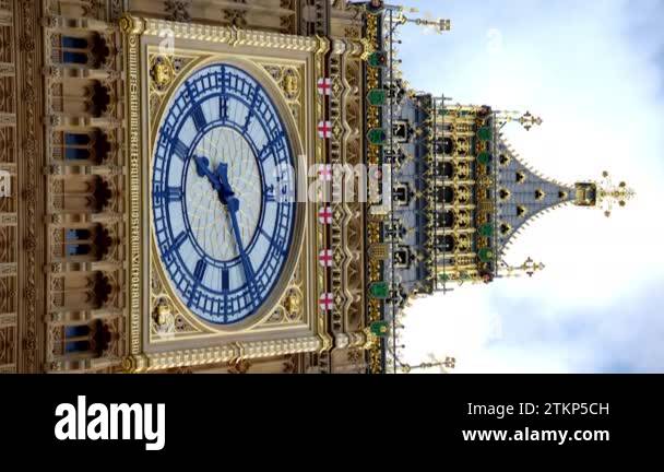 Close vertical view of the dial on the Elizabeth Tower watch of the ...
