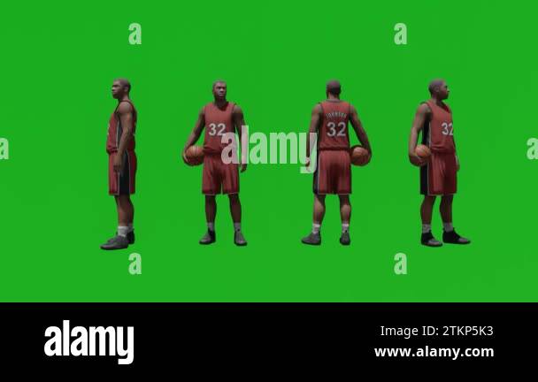 3d basketball man sport green screen people isolated green screen 4k ...