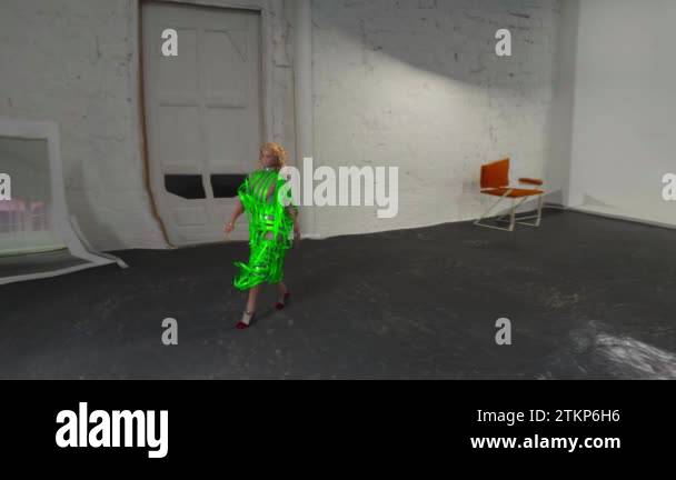 3d simulation of a fashion-show where model wears some interesting ...