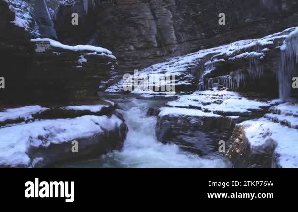 central cascade waterfall at waktins glen state park in new york Stock ...