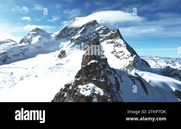 Aerial panorama view of the Sphinx Observatory on Jungfraujoch - Top of ...