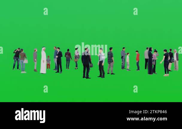 3D Crowd Standing and Talking on Green Screen Background Stock Video ...