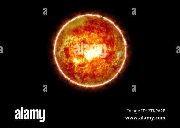 Spinning sun its own axis. 4k full sun view from space. Volcanoes of ...