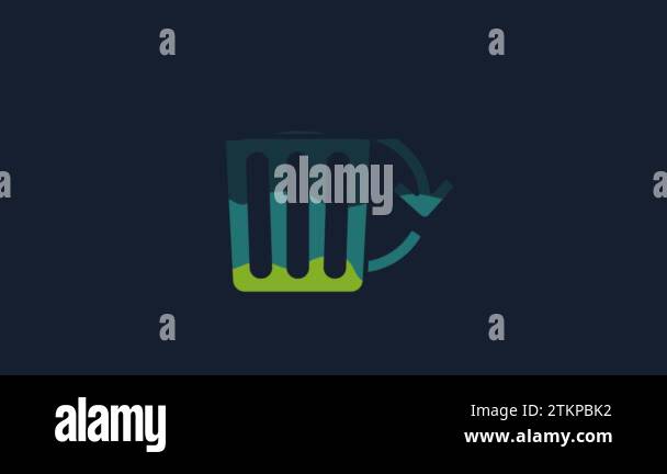 Yellow Recycle bin with recycle symbol icon isolated on blue background ...