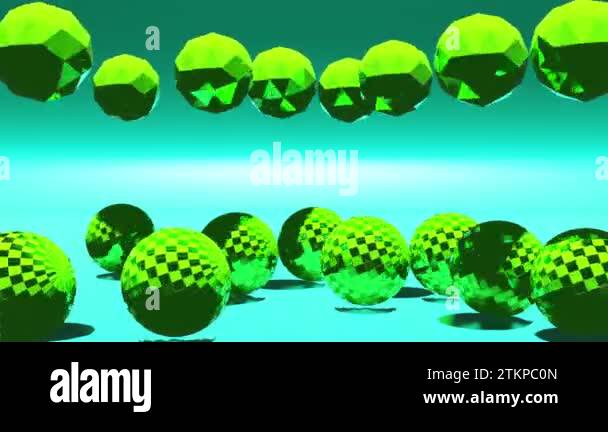 Animation wallpaper - rotating glossy spheres. Futuristic scene with 3d geometric form ...