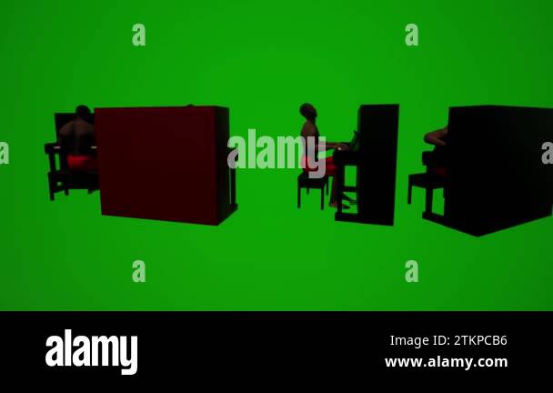 3D black lifeboat green screen sitting and caring and talking several ...