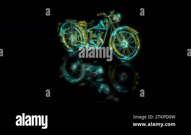 Futuristic technology concept, 3D model motorcycle in motion scanning ...
