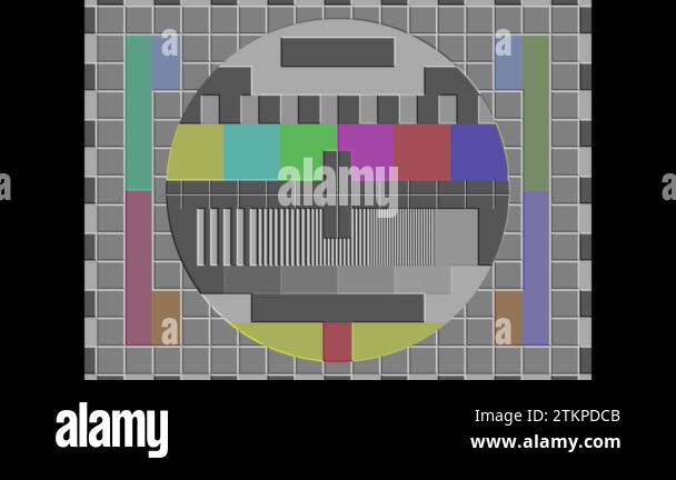 Test pattern from a tv transmission with colorful bars on the screen of ...