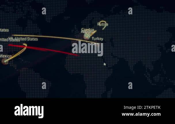 World map with different targets for cyber attack. Hacking and ...