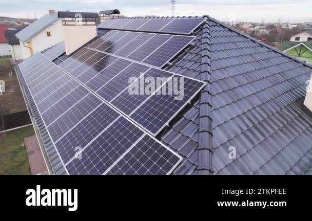 Video footage of solar panel modules for generating electricity through ...
