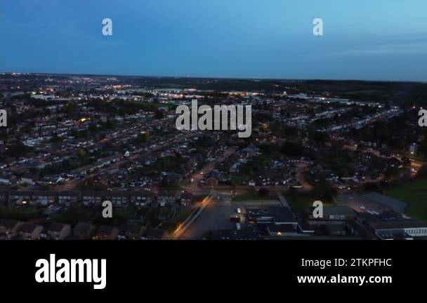 Luton City and Roads During Sunset. Captured with Drone's Camera on ...