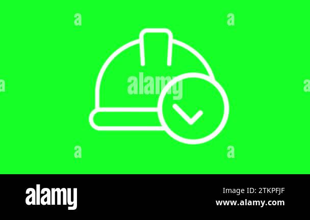 Animated helmet white line icon. Injury prevention. Safety measures ...