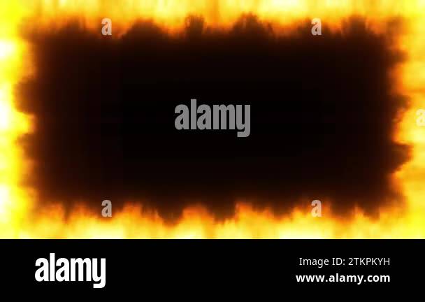 Burning flames create frame on screen with black in between Stock Video ...