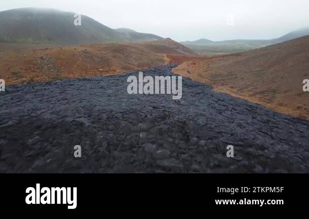 4K Aerial Drone footage of Cold Lava in Fagradalsfjall active volcano ...