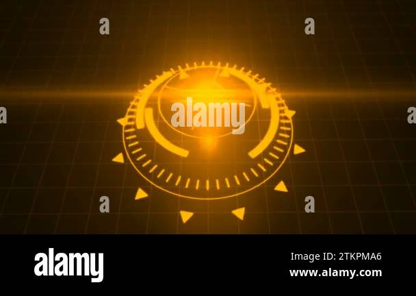 Futuristic screensaver with code hologram. HUD Heads Up Display Scanner ...