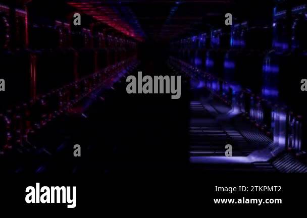 Futuristic technology concept, 3D model space corridor scanning, effect ...