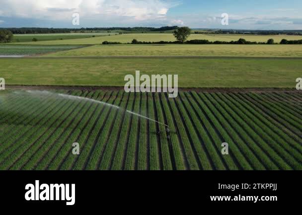 droughts in Europe,water sprinkler irrigation systems, Farming field ...