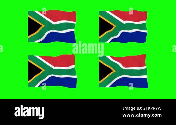 South Africa Waving Flag 2D Animation on Green Screen Background ...