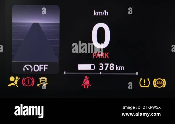 Many different electric car dashboard lights with warning lamps ...