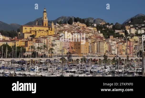 Menton, the old town and the harbour, the french Riviera, France Stock ...